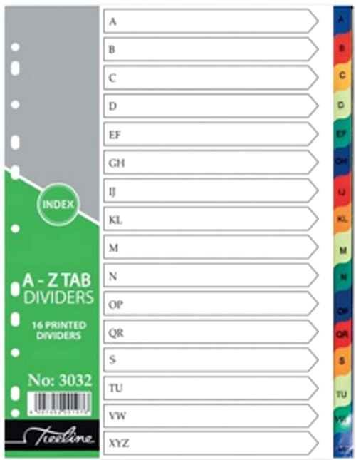 Treeline PVC File Dividers - A to Z